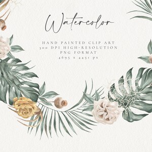 Watercolor Floral Wreath - Digital Clipart - Individual PNG Files ...