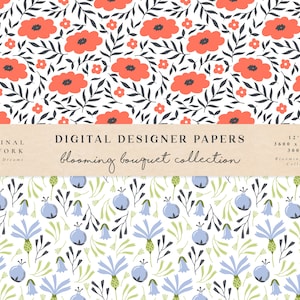 Blooming Bouquet Digital Paper Set - Scrapbook Paper - Seamless ...