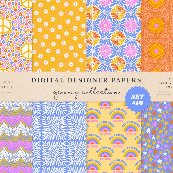 Retro Digital Papers - Etsy