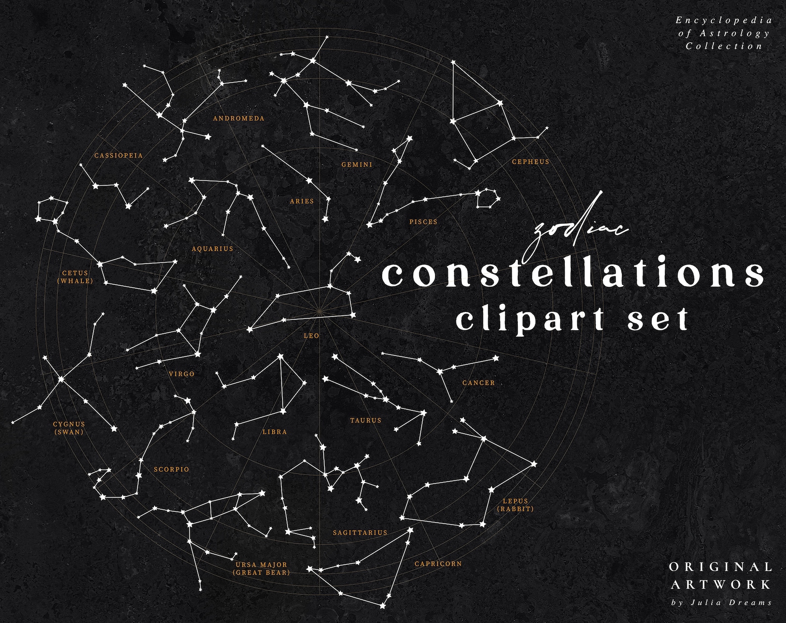 Zodiac Constellations Clipart Set - Zodiac Download - Instant Download ...
