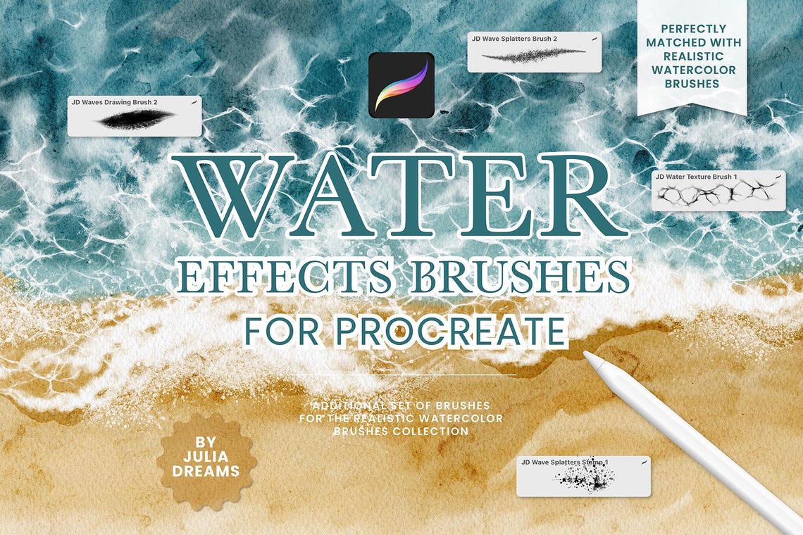 Water Effects Procreate Brushes - Painting Kit Sea - iPad Brushes ...