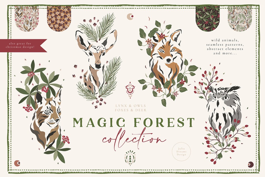 Magic Forest - Digital Clipart - Holiday Clip Art - Christmas Prints ...