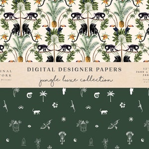 Jungle Luxe Watercolor Digital Paper - Scrapbook Papers - Seamless ...