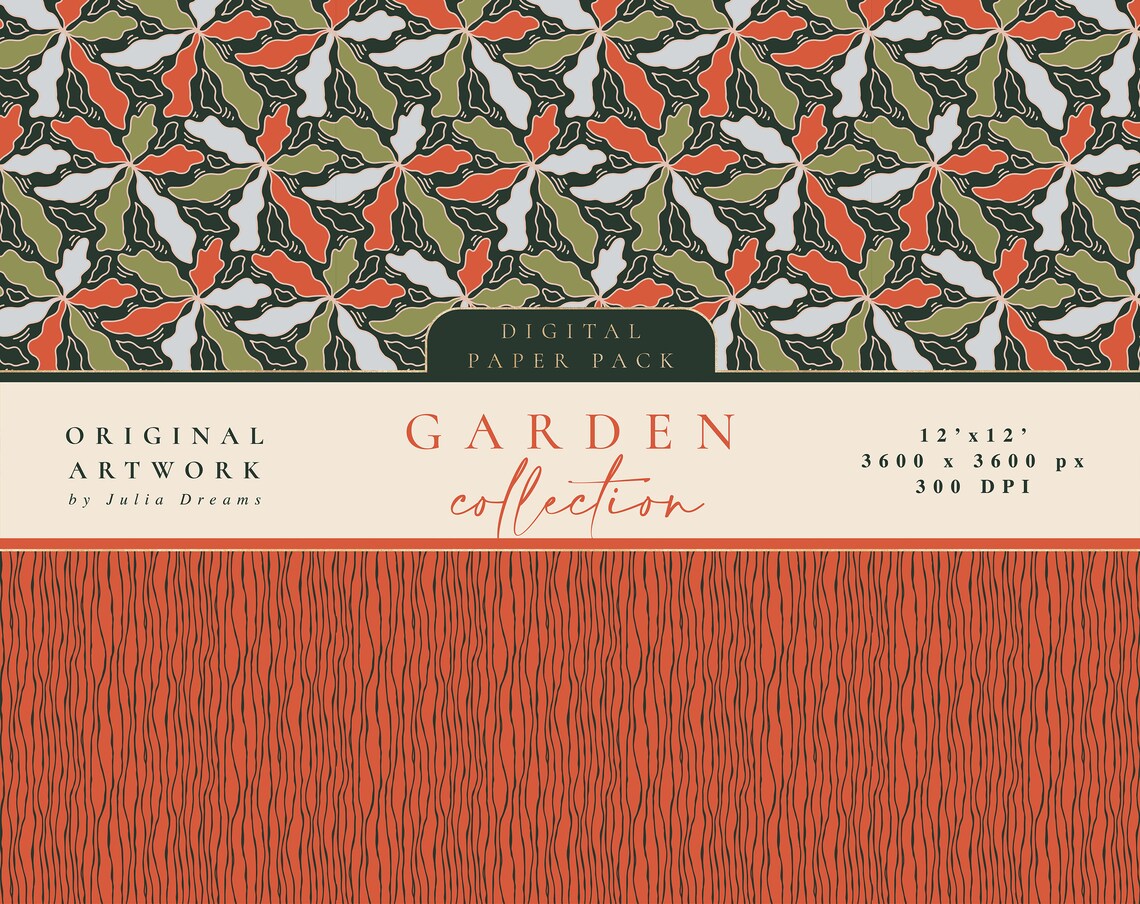 Garden Digital Paper - Scrapbook Paper - Seamless Patterns - Digital ...