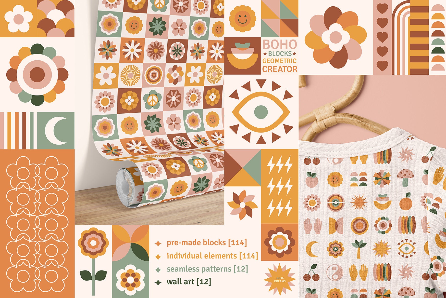 Boho Blocks Geometry Creator - Logo Digital Clipart - Printable Wall ...