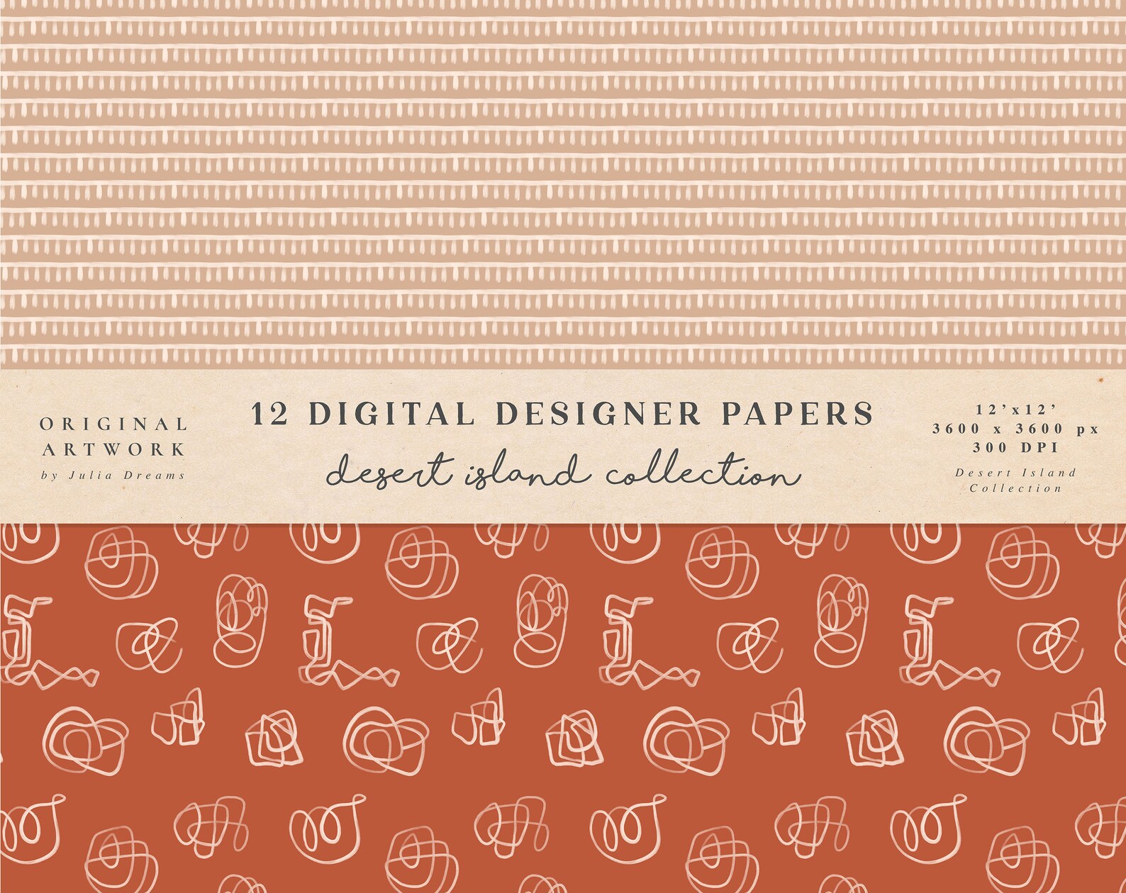 Desert Island Digital Paper Set Scrapbook Paper Seamless | Etsy