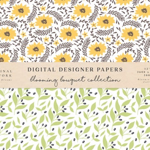 Blooming Bouquet Digital Paper Set - Scrapbook Paper - Seamless ...