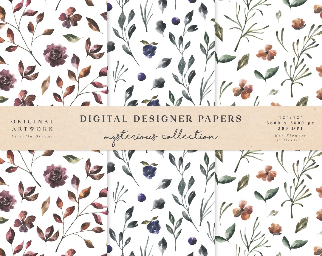 Digital Paper - Scrapbook Papers - Seamless Patterns - Digital ...