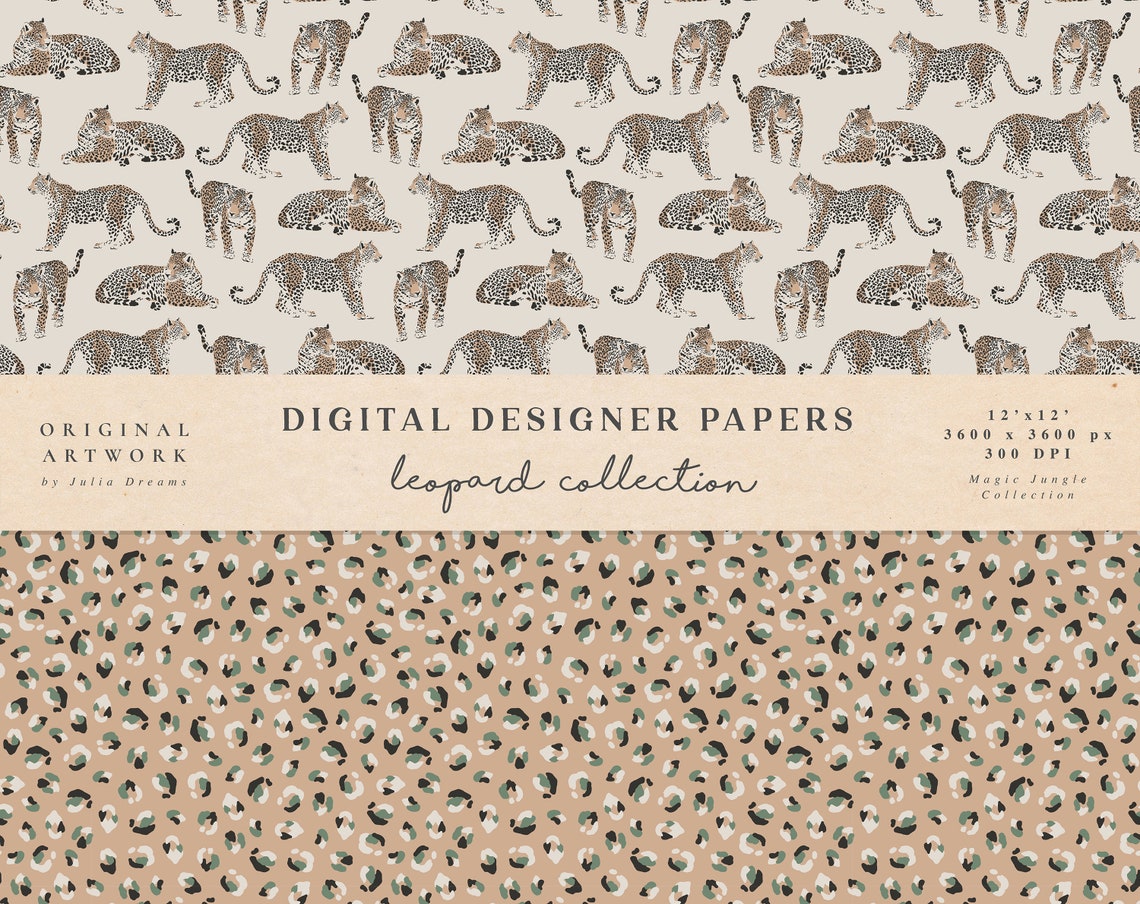 Leopard Digital Papers Commercial Use Scrapbook Paper - Etsy
