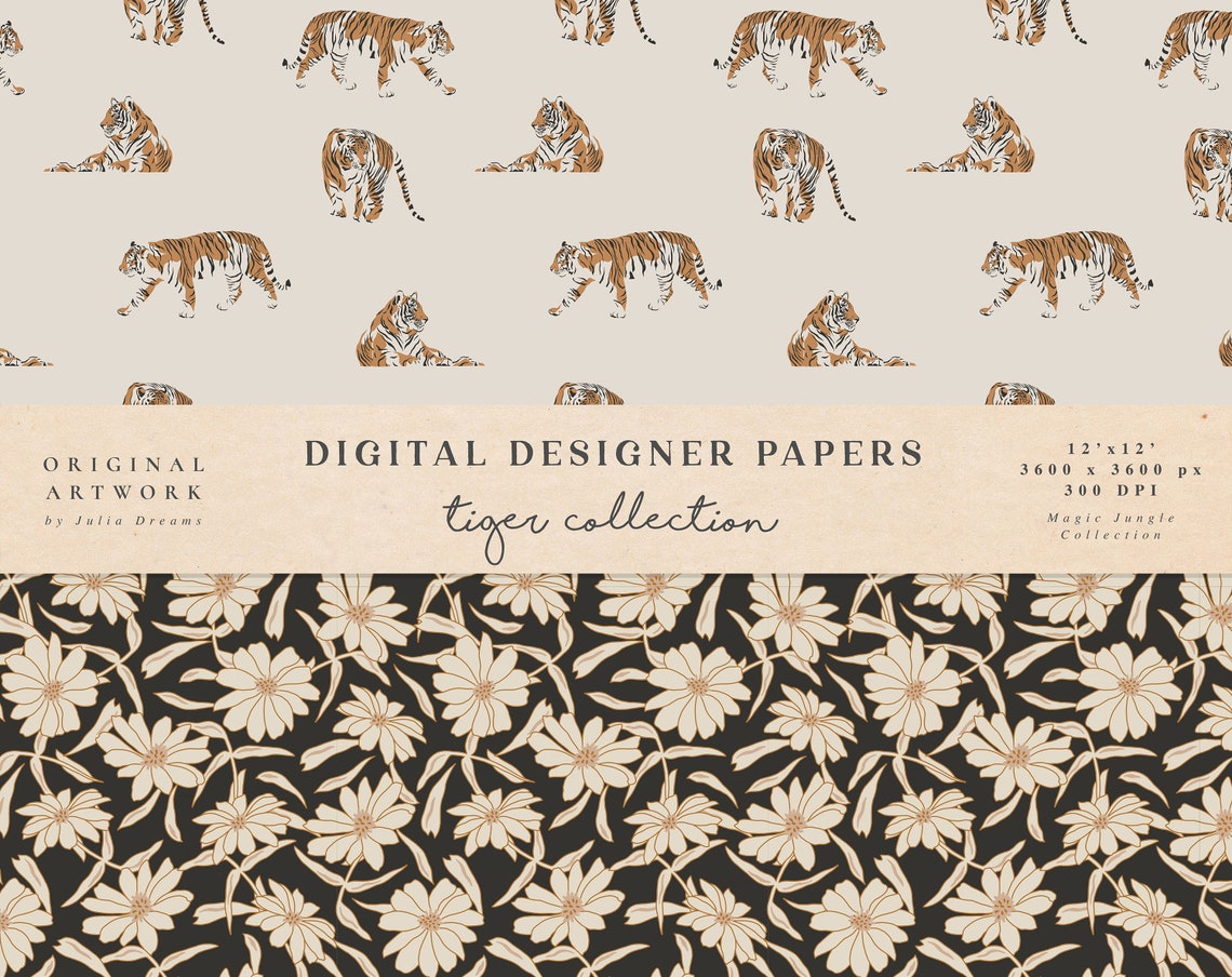Tiger Digital Papers Commercial Use Scrapbook Paper - Etsy