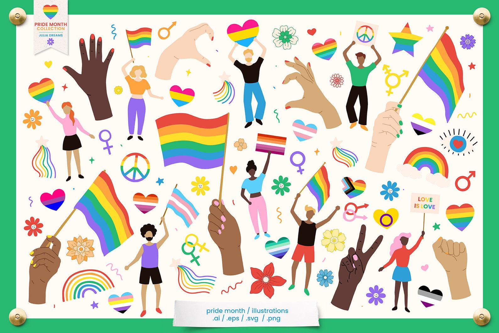 Pride Month Clipart LGBTQ Svg Bundle Download Digital | Etsy