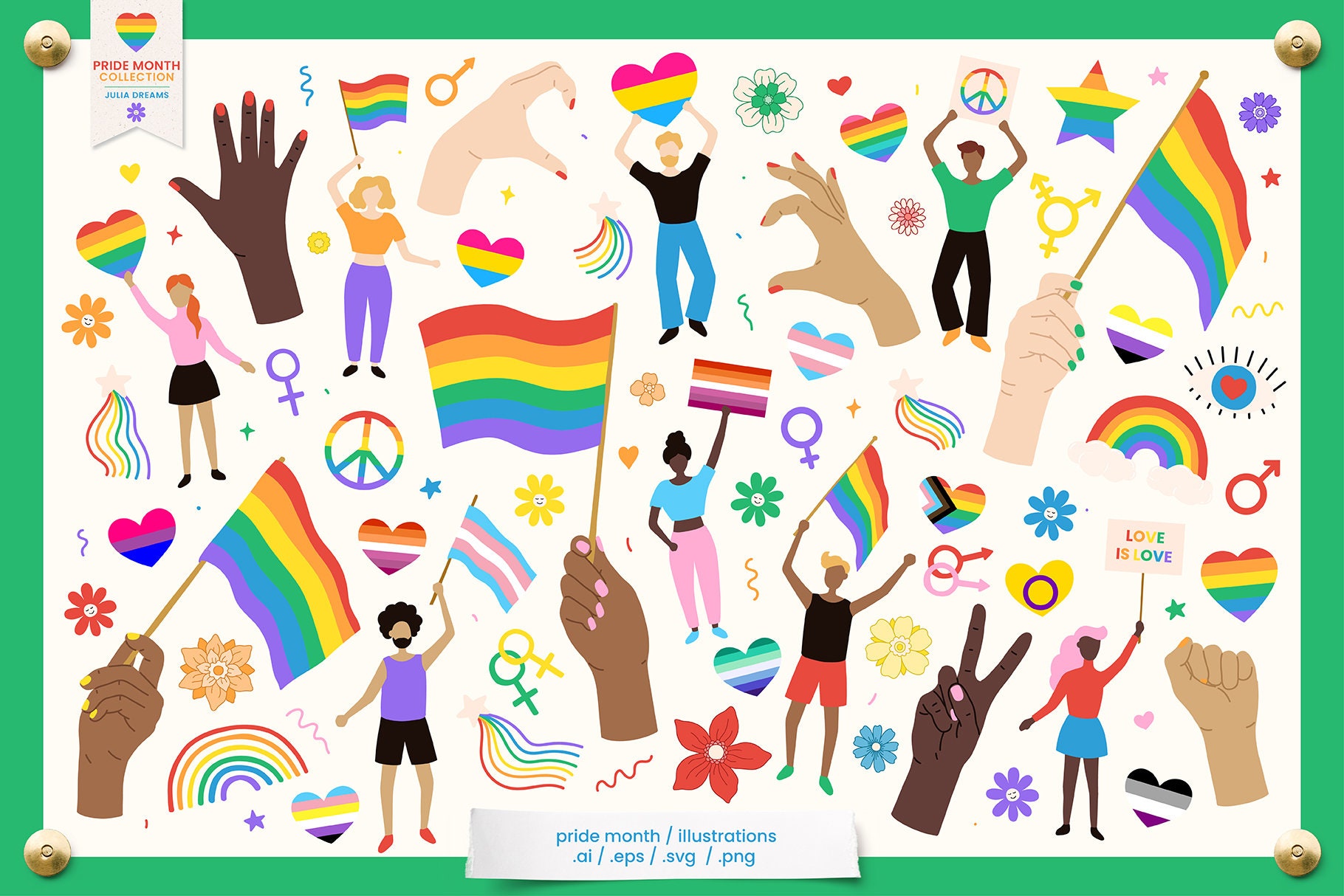 Pride Month Clipart LGBTQ Svg Bundle Download Digital | Etsy