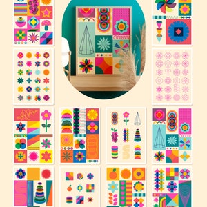 Retro Risograph Geometry Creator - 2000s 90s Y2K - Logo Digital Clipart - Printable Wall Art ...