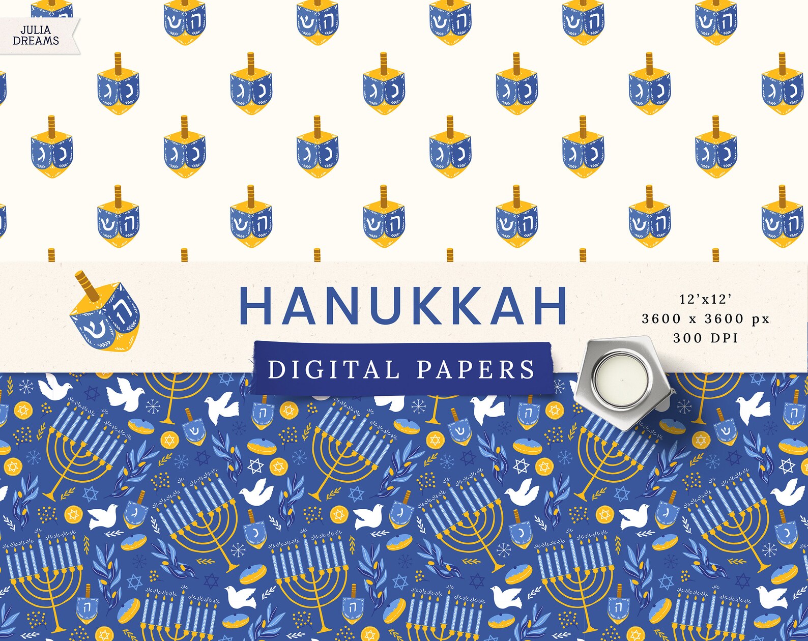 Hanukkah Digital Papers Commercial Use Scrapbook Paper - Etsy