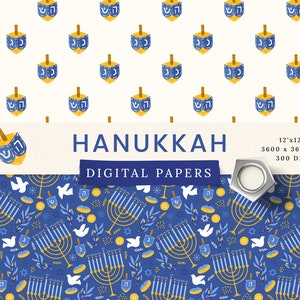 Hanukkah Digital Papers - Commercial Use - Scrapbook Paper - Seamless ...
