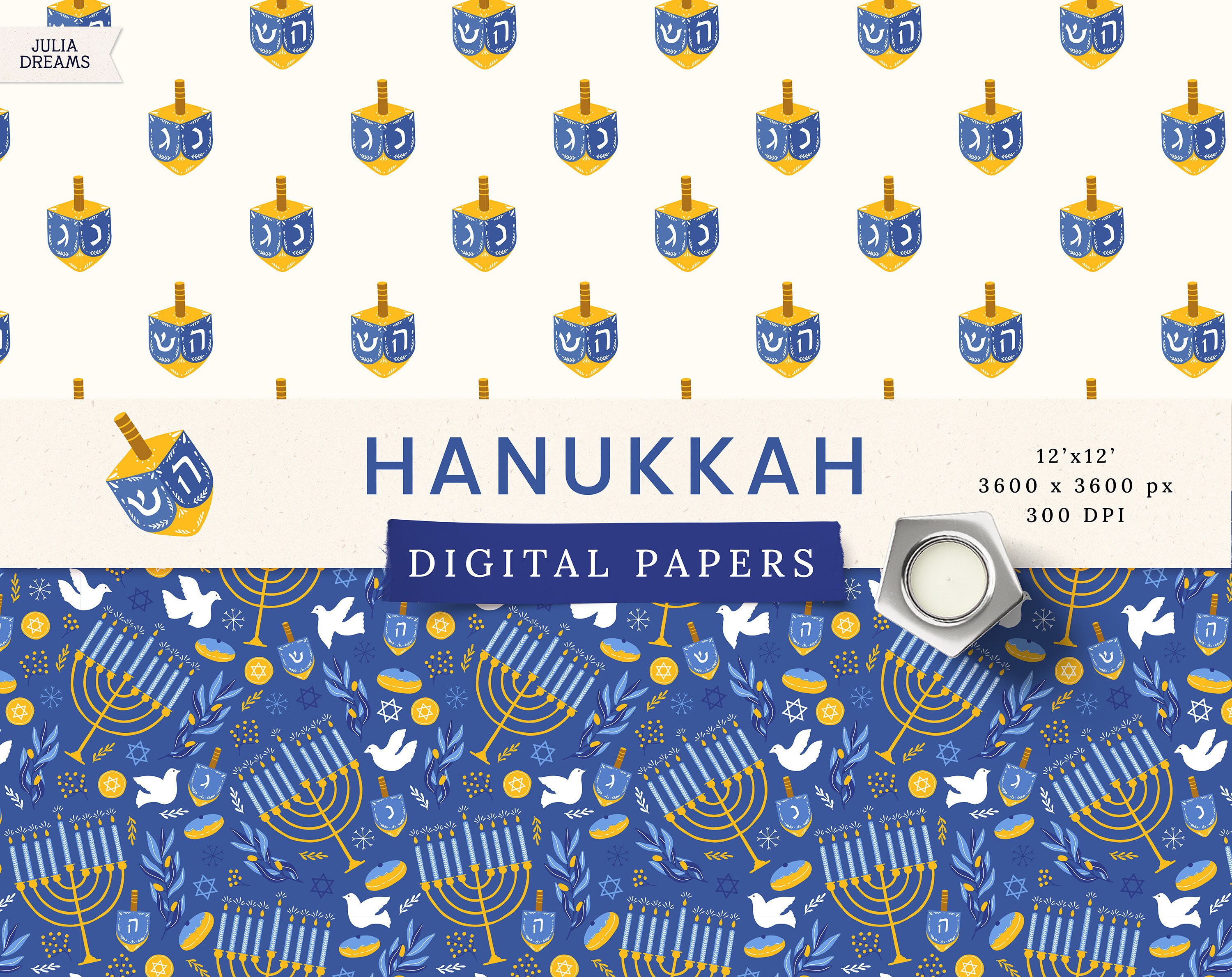 Hanukkah Digital Papers Commercial Use Scrapbook Paper - Etsy