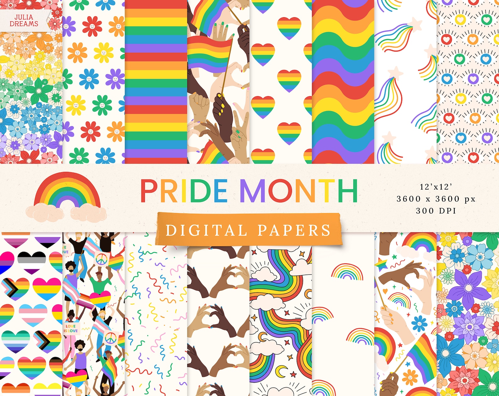 Pride Month Digital Papers Commercial Use Scrapbook Paper - Etsy
