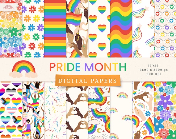 Pride Month Digital Papers Commercial Use Scrapbook Paper - Etsy