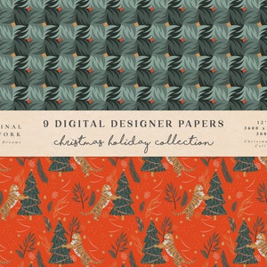 Christmas Holiday Digital Paper Set - Scrapbook Paper - Seamless ...