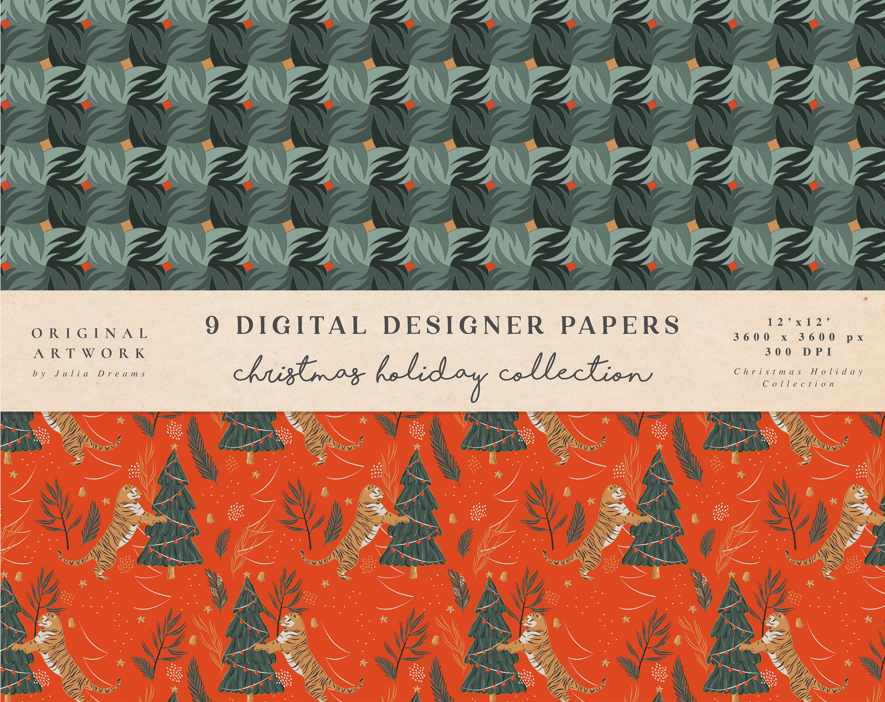 Christmas Holiday Digital Paper Set Scrapbook Paper | Etsy