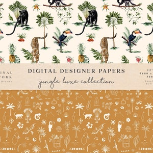 Jungle Luxe Watercolor Digital Paper - Scrapbook Papers - Seamless ...