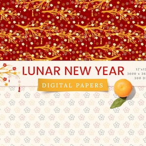 Lunar New Year Chinese Digital Papers - Commercial Use - Scrapbook ...