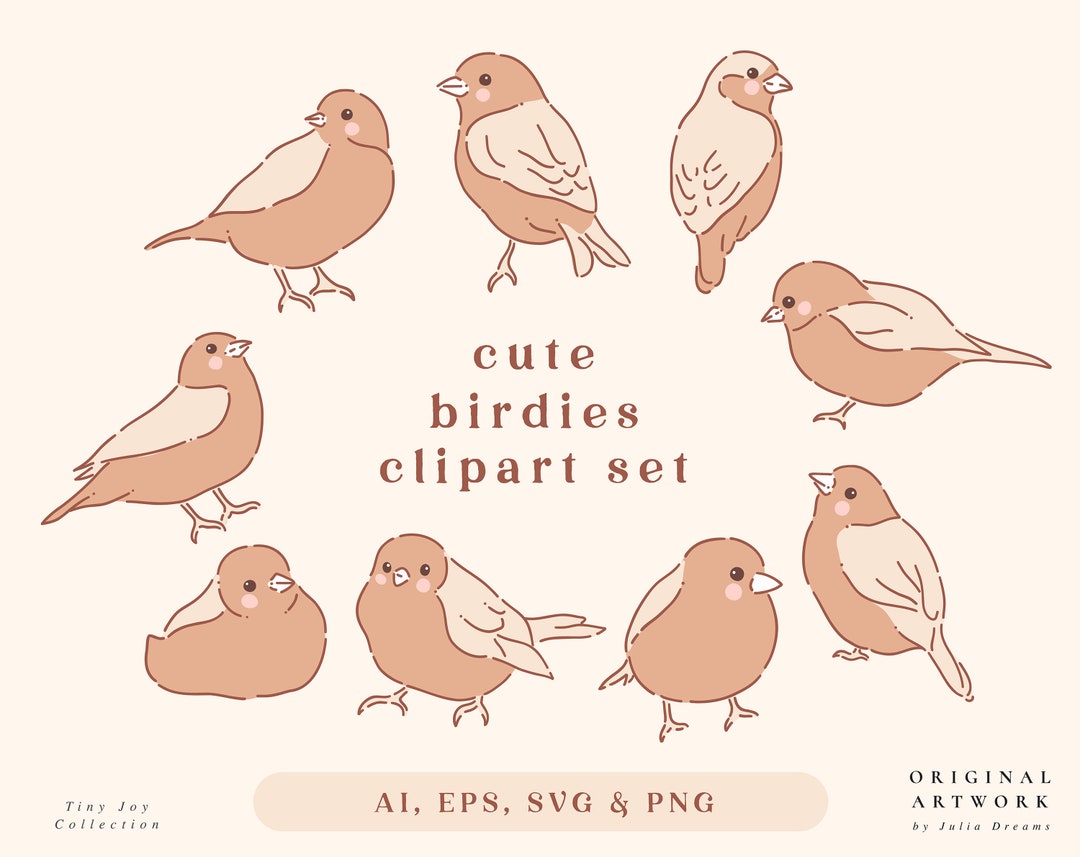 Cute Birdies Clipart - Individual PNG Files - Logo Elements - Baby ...