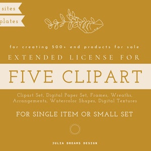 Extended License Five Clipart - for Five Single Clipart or Five Clipart ...