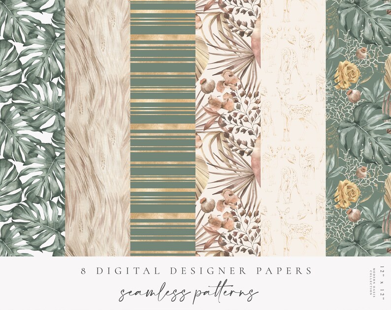 Digital Paper Scrapbook Papers Seamless Patterns Digital | Etsy