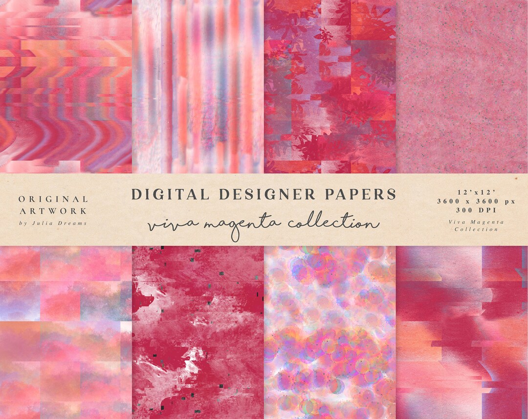 Viva Magenta Digital Paper - Scrapbook Papers - Seamless Patterns ...