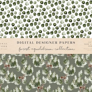 Watercolor Forest Digital Paper - Scrapbook Papers - Seamless Patterns ...