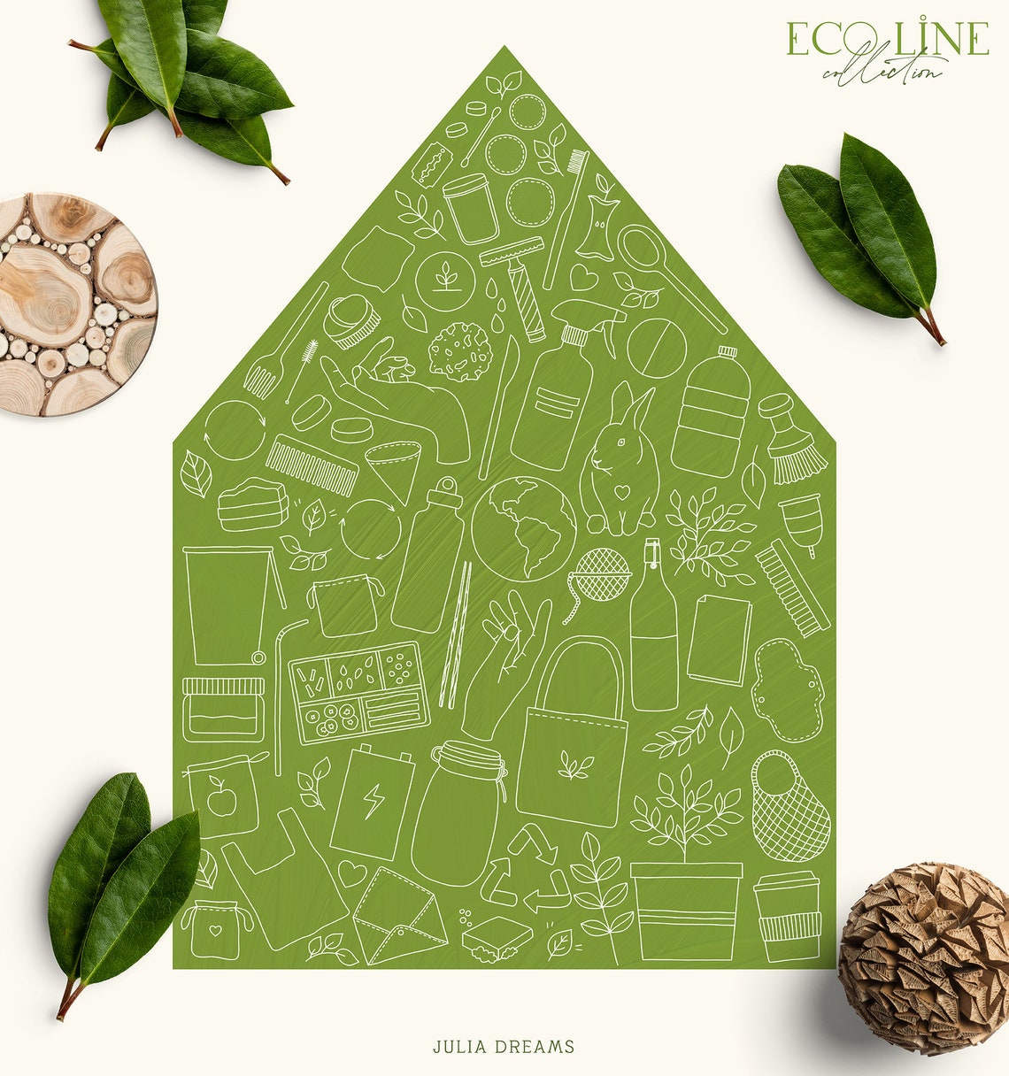 Eco Line Zero Waste - Digital Clipart Collection - Line Art PNG ...