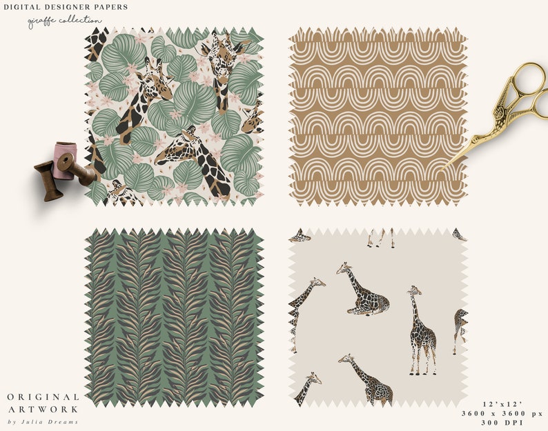 Giraffe Digital Papers Commercial Use Scrapbook Paper | Etsy