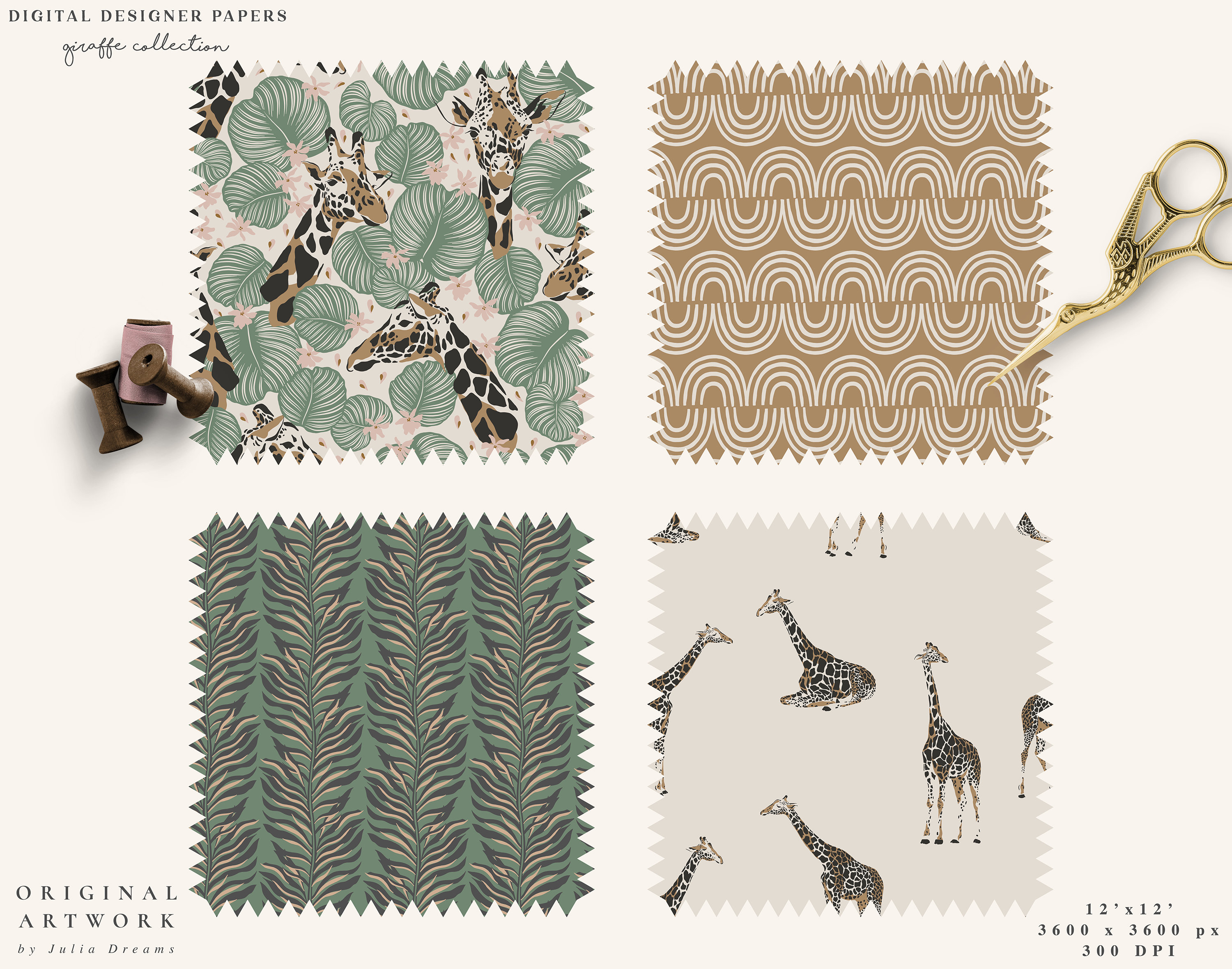 Giraffe Digital Papers Commercial Use Scrapbook Paper - Etsy