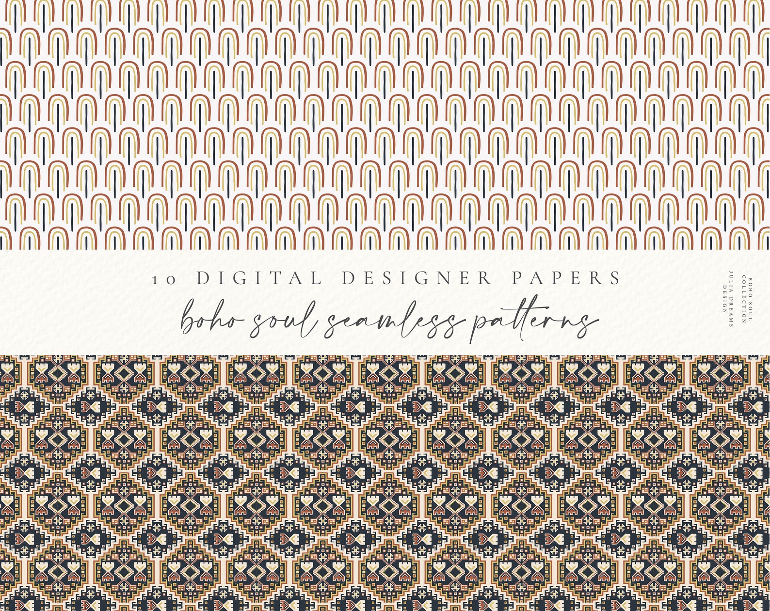 Boho Soul Digital Paper Set - Scrapbook Paper - Seamless Patterns ...