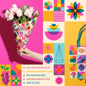 Retro Risograph Geometry Creator - 2000s 90s Y2K - Logo Digital Clipart - Printable Wall Art ...