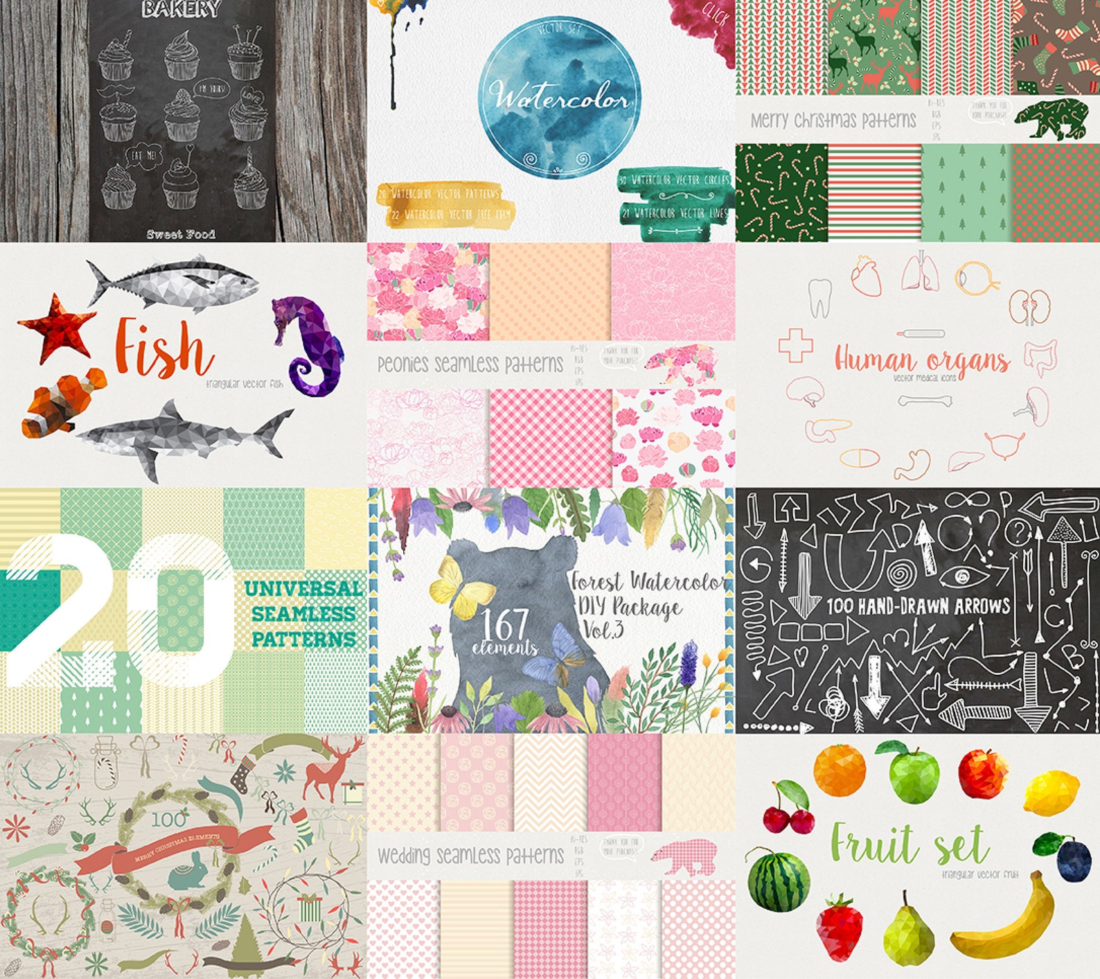 Digital Watercolor Clipart Bundle 99% OFF Graphic Bundle - Etsy