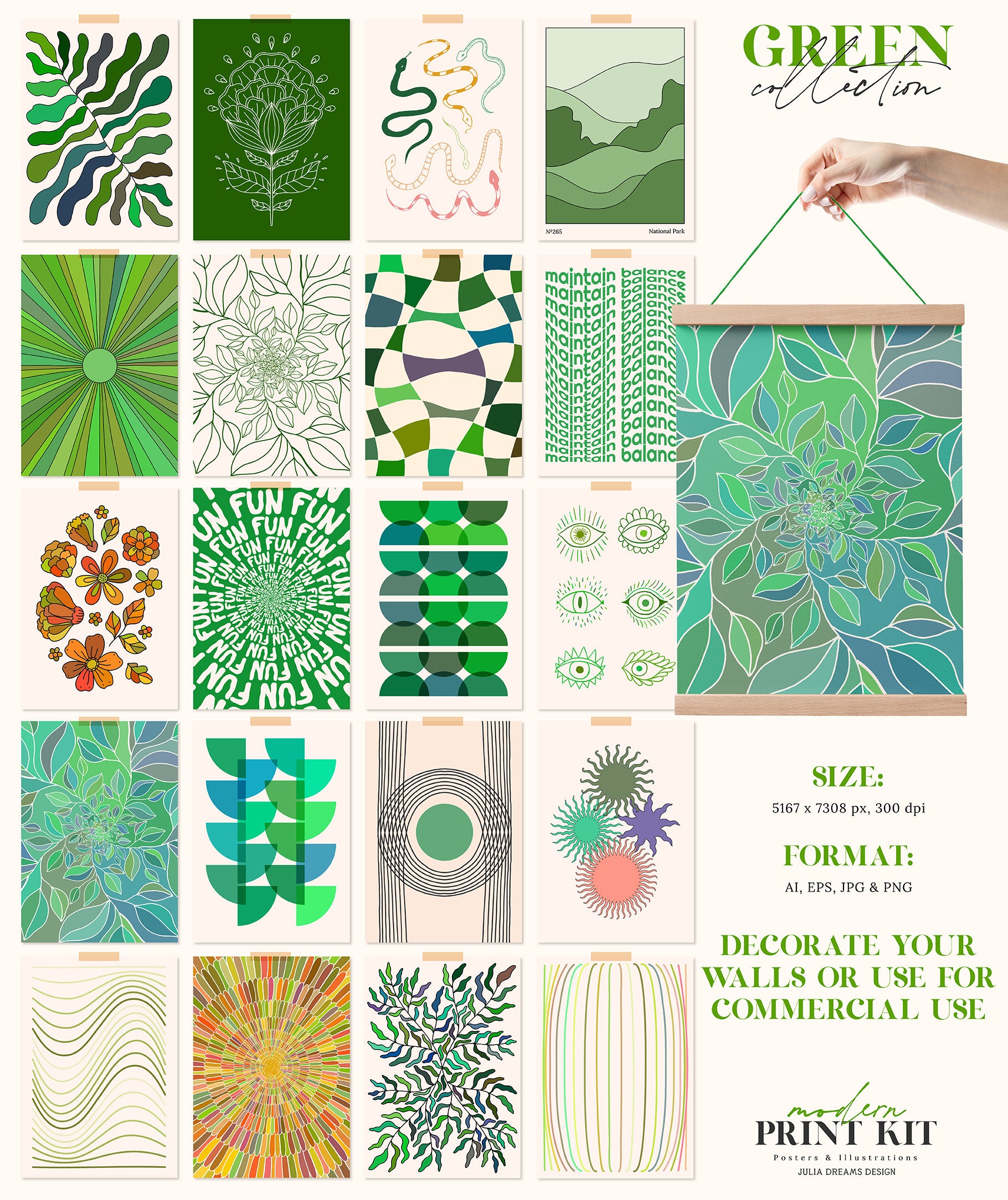 Modern Print Kit Posters Illustrations Printable Digital | Etsy