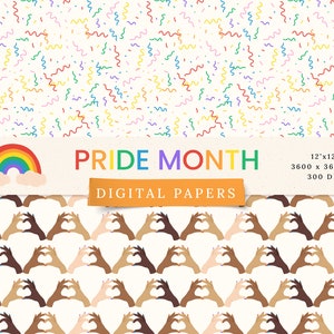 Pride Month Digital Papers - Commercial Use - Scrapbook Paper ...