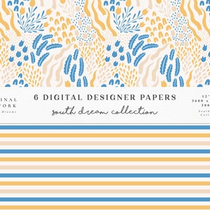 South Dream Digital Papers - Scrapbook Paper Set - Seamless Patterns ...