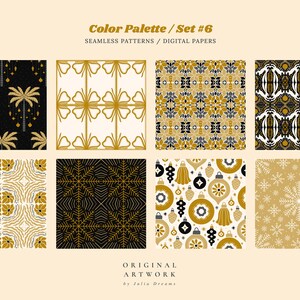 Gold New Year Digital Paper Set - Scrapbook Paper - Seamless Patterns ...