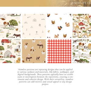 Farm Life Watercolor Digital Paper - Scrapbook Papers - Seamless ...