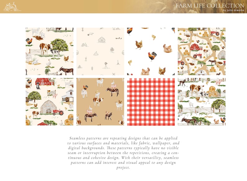 Farm Life Watercolor Digital Paper - Scrapbook Papers - Seamless ...