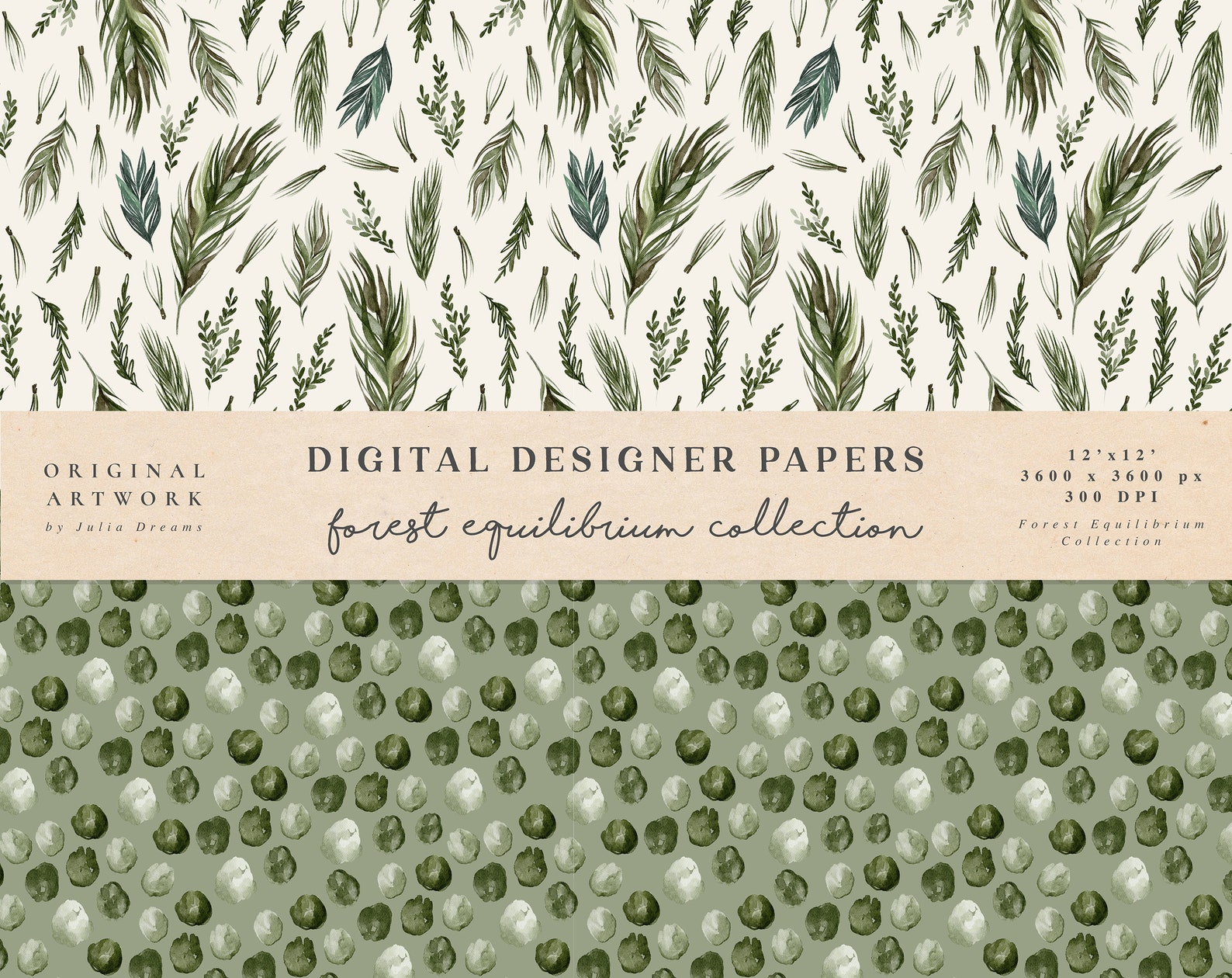 Watercolor Forest Digital Paper Scrapbook Papers Seamless - Etsy