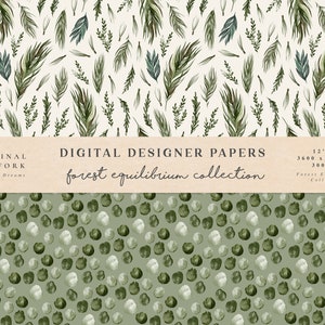 Watercolor Forest Digital Paper - Scrapbook Papers - Seamless Patterns ...