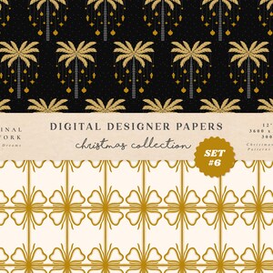 Gold New Year Digital Paper Set - Scrapbook Paper - Seamless Patterns ...