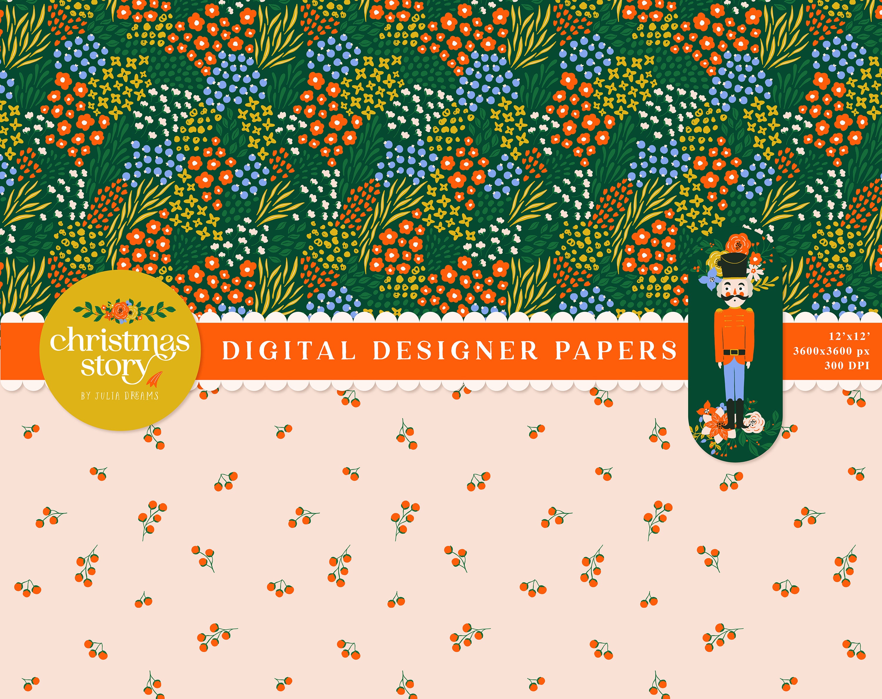 Christmas Story Digital Paper Set 1 - Nutcracker Scrapbook Paper ...