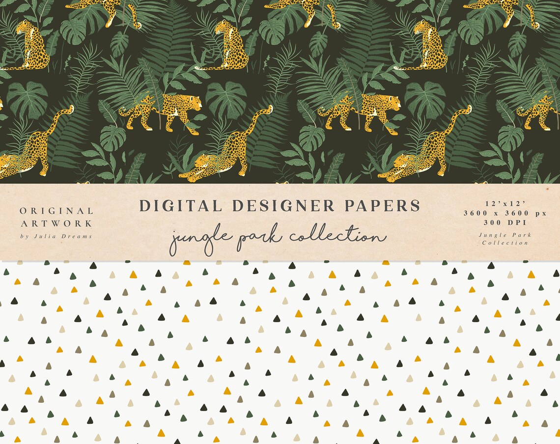 Jungle Digital Paper Scrapbook Paper Seamless Patterns - Etsy