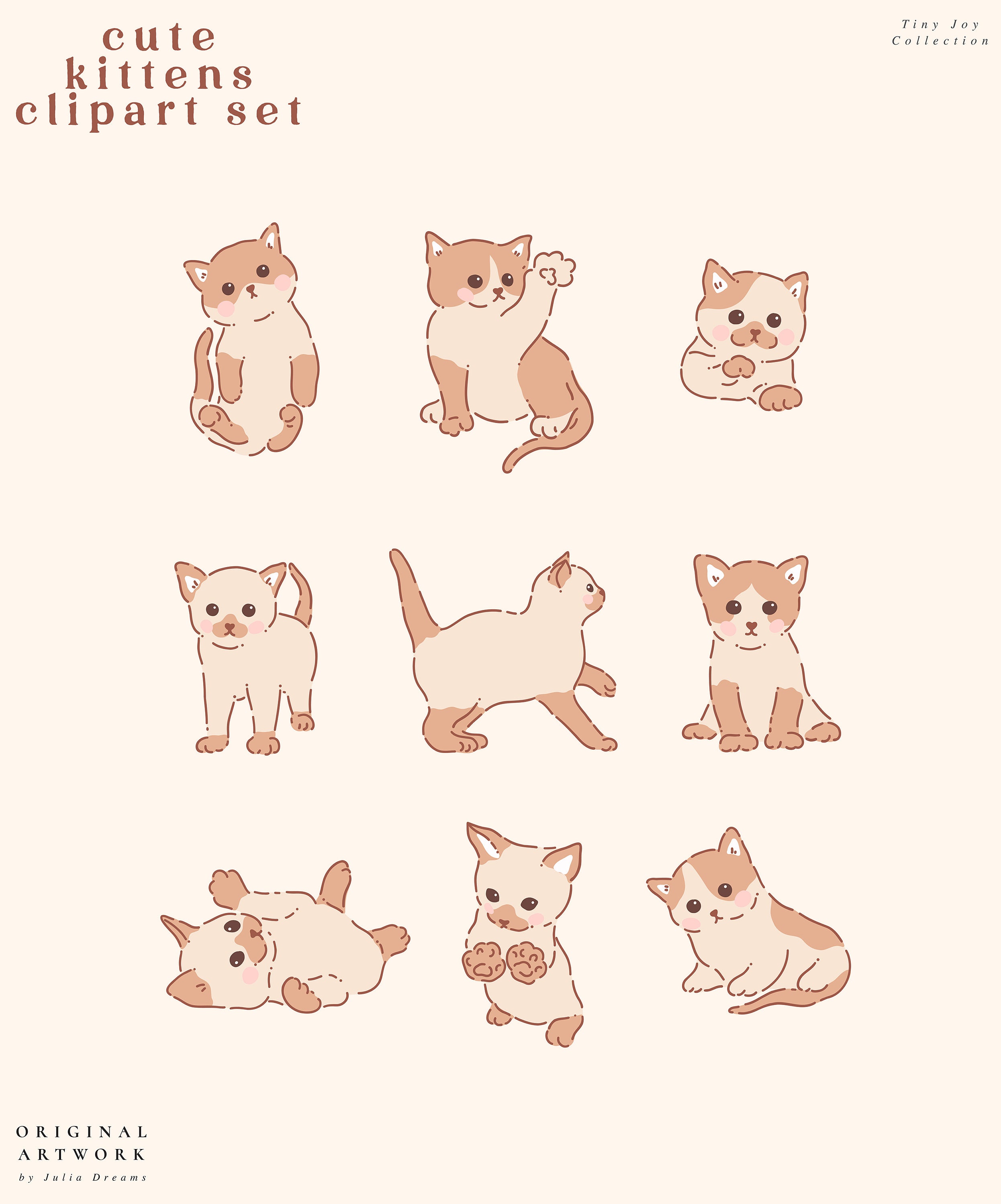 Cute Kittens Clipart - Individual PNG Files - Logo Elements - Wedding ...