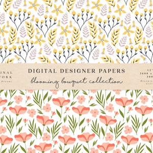 Blooming Bouquet Digital Paper Set - Scrapbook Paper - Seamless ...